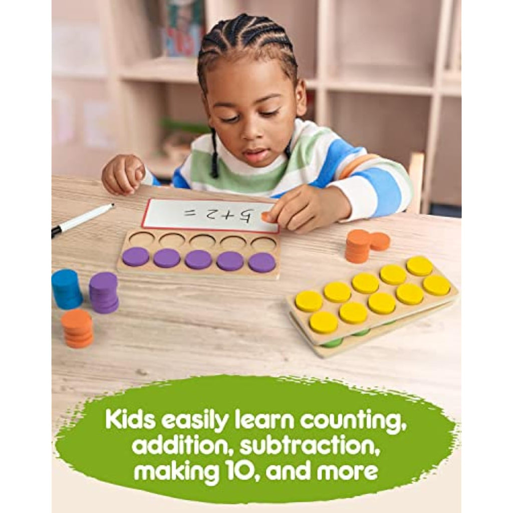Wooden Ten-Frame Set Math Manipulatives For Kindergarten Elementary 1St ...