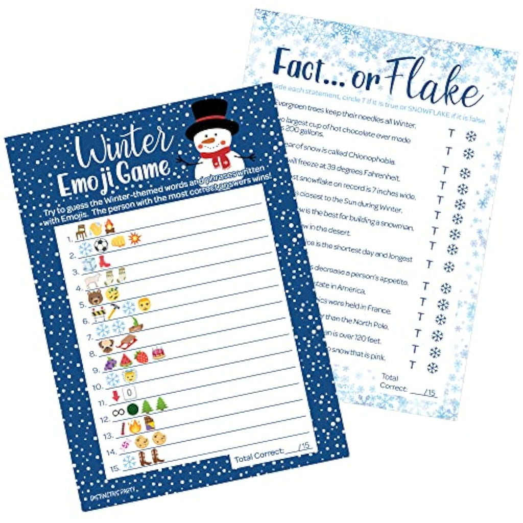 Winter Holiday Party Games Emoji Picture Guessing And Fact Or Flake ...