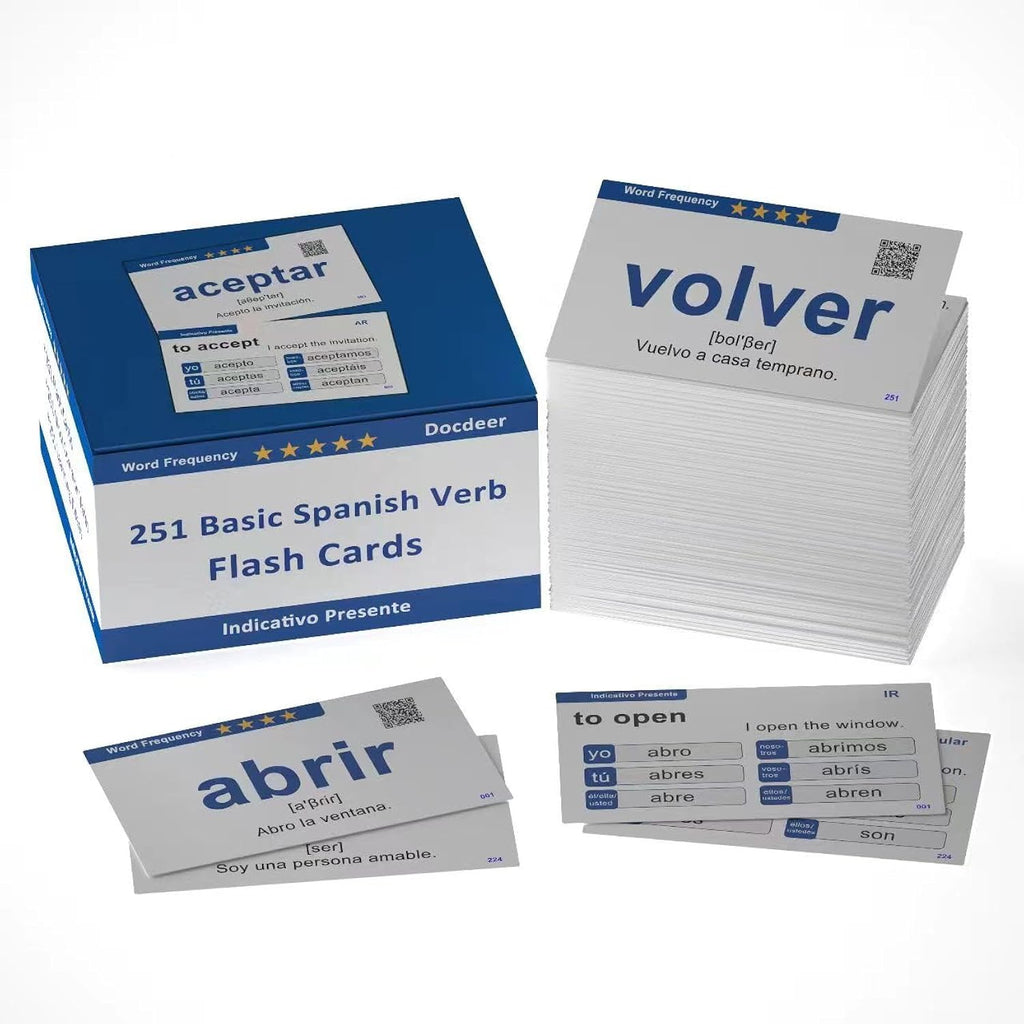 251 Spanish Verbs Learning Flash Cards Flashcards For Beginners & Adul ...
