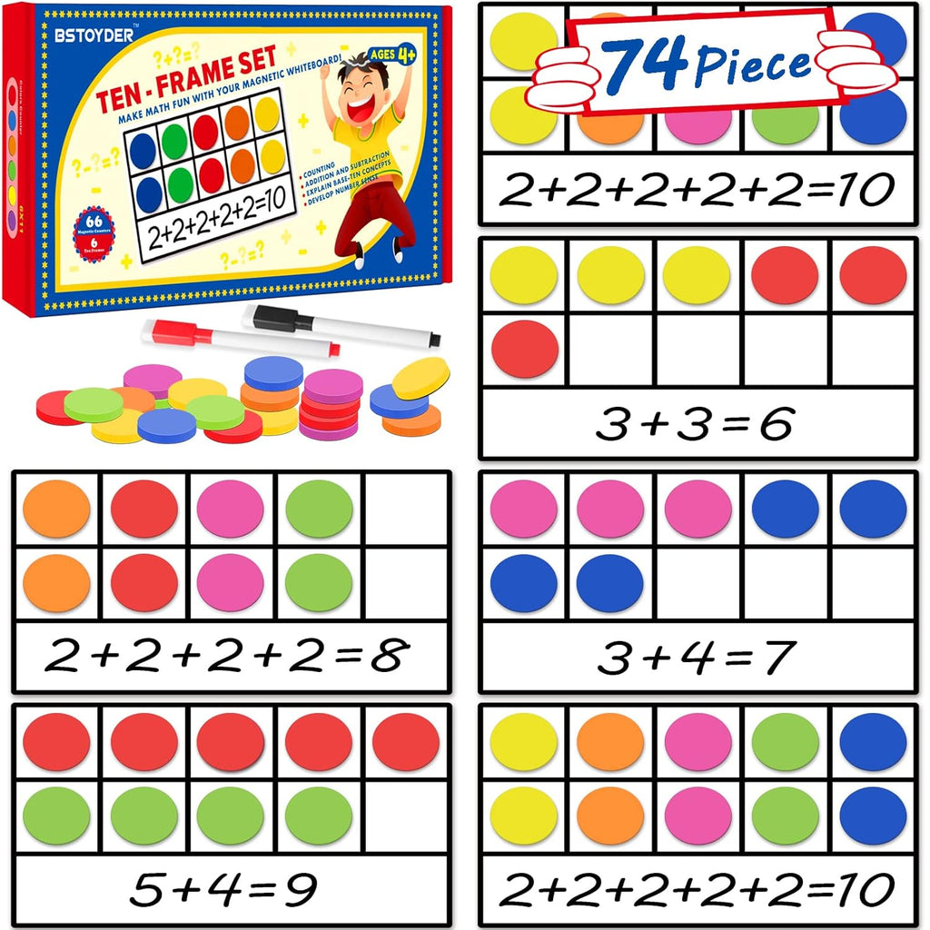 Magnetic Ten Frame Set Math Manipulatives Games For Kindergarten Eleme ...