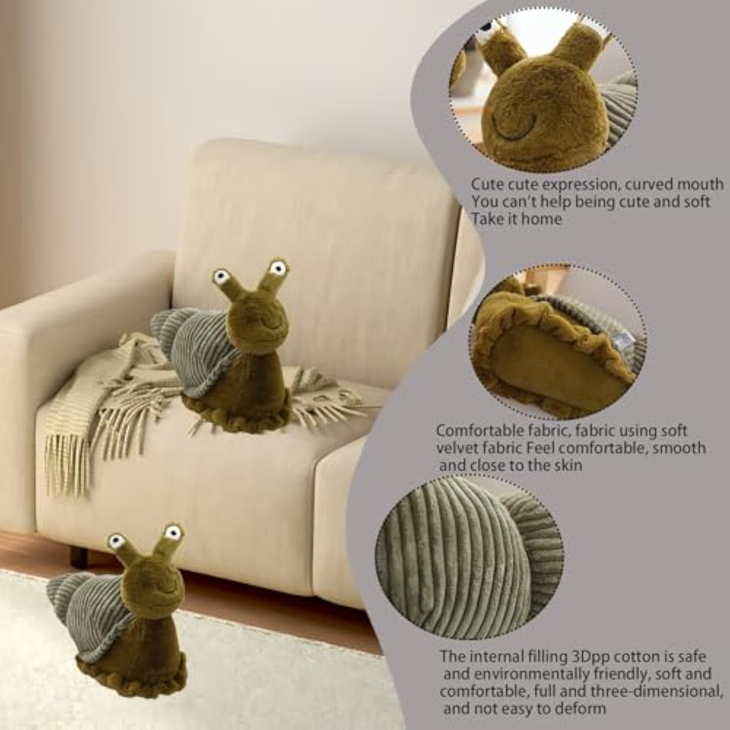 11" Snail Plush Stuffed Animal Cute Stuffed Snail Pillow Toy Gifts For ...