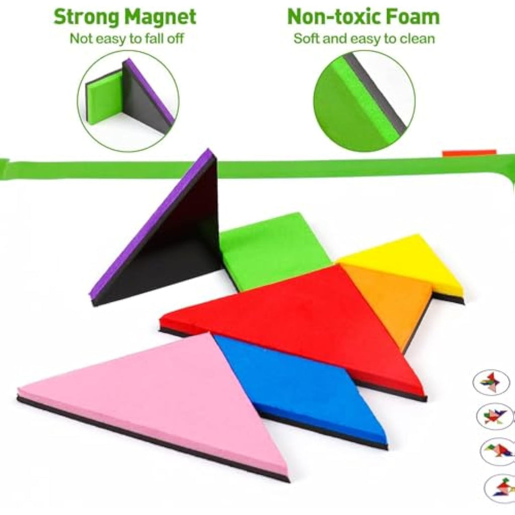Travel Tangram Puzzle With 2 Set, Magnetic Pattern Blocks Road Trip Travel Games Jigsaw ...