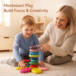 Extra-Large Stacking Rocks For Toddlers 1-3, 16 Pcs Wooden Montessori ...