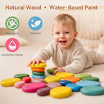 Extra-Large Stacking Rocks For Toddlers 1-3, 16 Pcs Wooden Montessori ...