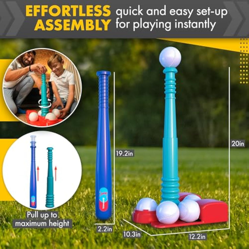 T Ball Stand For Toddlers 3-5, 5-8 - Baseball Set Includes 6 Balls ...