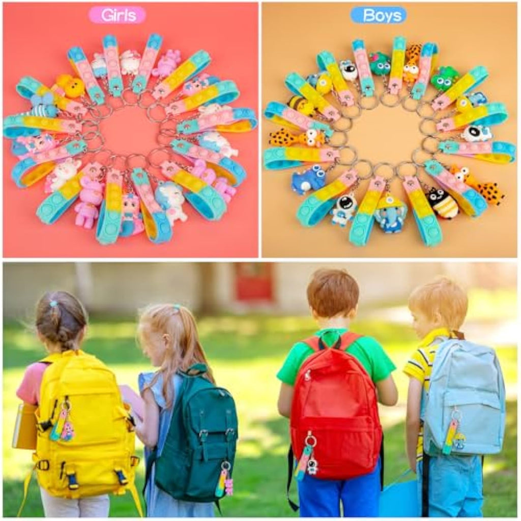 28 Pack Pop Fidget Toys Bulk Keychain For Kids,Mini Pop Its With 3D ...
