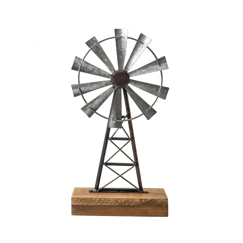 Farmhouse Windmill Table Top Decor Metal Galvanized Vintage Desk And S ...