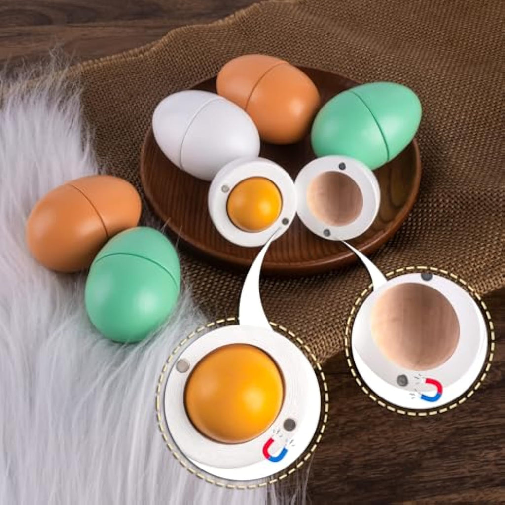 Wooden Christmas Play Eggs Toy, Play Food Sets For Kids Kitchen, Sturdy ...
