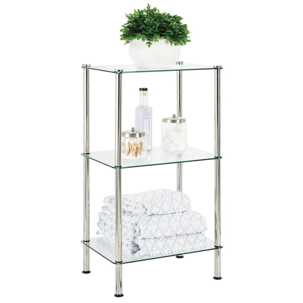 Mdesign Metal/Glass 3-Tier Storage Tower, Narrow Shelving Display Unit ...