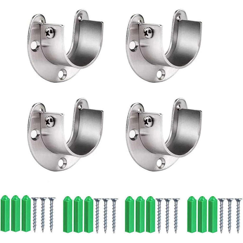 4 Packs Heavy Duty Closet Rod Bracket,Stainless Steel U Shaped Rod Bra ...