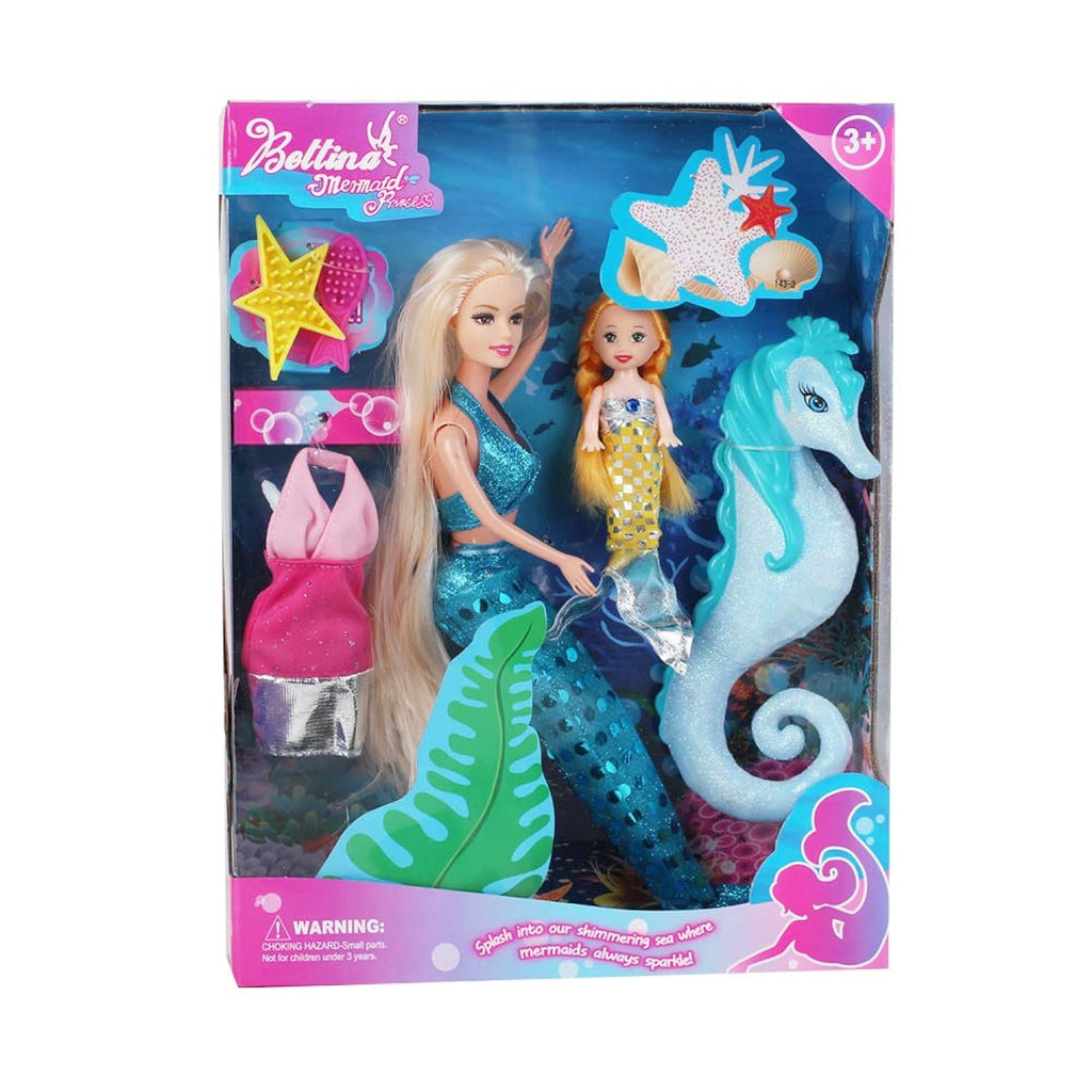 Mermaids Princess Doll With Little Mermaid Doll & Seahorse Play Set Me ...
