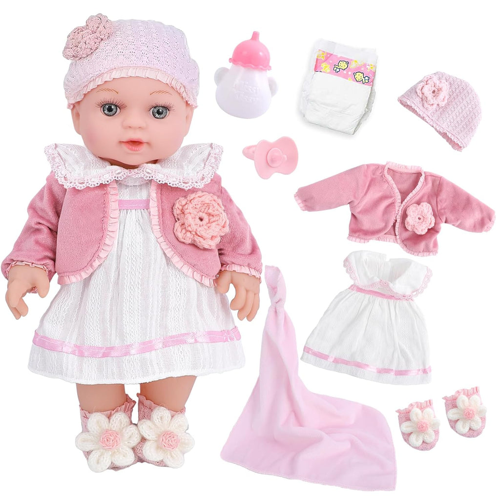 12" Girl Baby Dolls Playset Adoption Realistic Soft Baby Doll With Clo ...