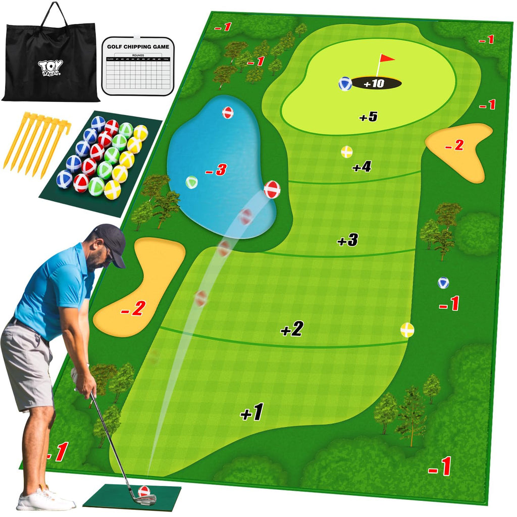 TOY Life Chipping Golf Game Mat Indoor Outdoor Games for Adults and Fa ...