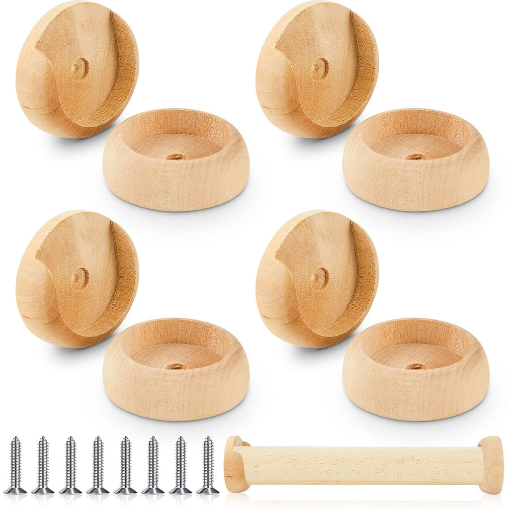 4 Pack Wooden Closet Pole Sockets Closet Pole Holder Closet Rod Holder ...
