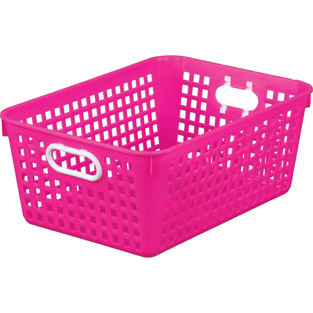 Large Plastic Book Baskets, 13¼" By 10" By 5½" - Single, Pink| Classro ...