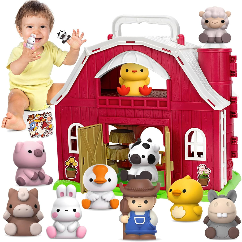 KMUYSL Toys for 1 2 3 Years Old Boys Girls, Big Red Barn Farm Animal P ...
