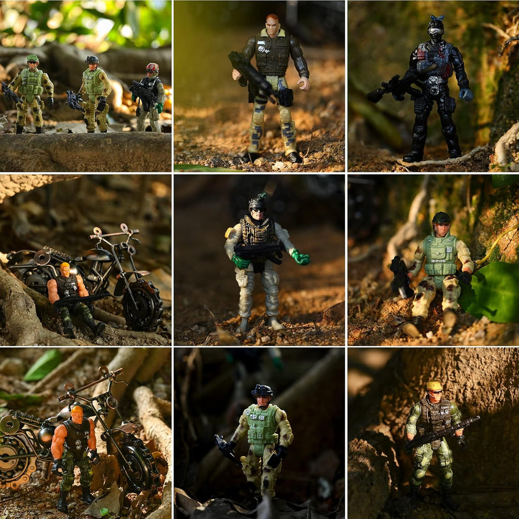 18 Pcs Special Forces Army Men Soldier Combat Movable Action Figures ...