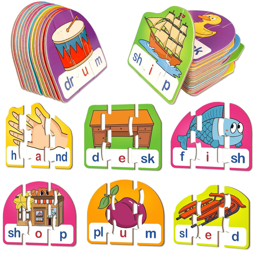 Cvcc & Ccvc Puzzle Cards For Kids,Word Games,Phonics Games,Speech Ther ...