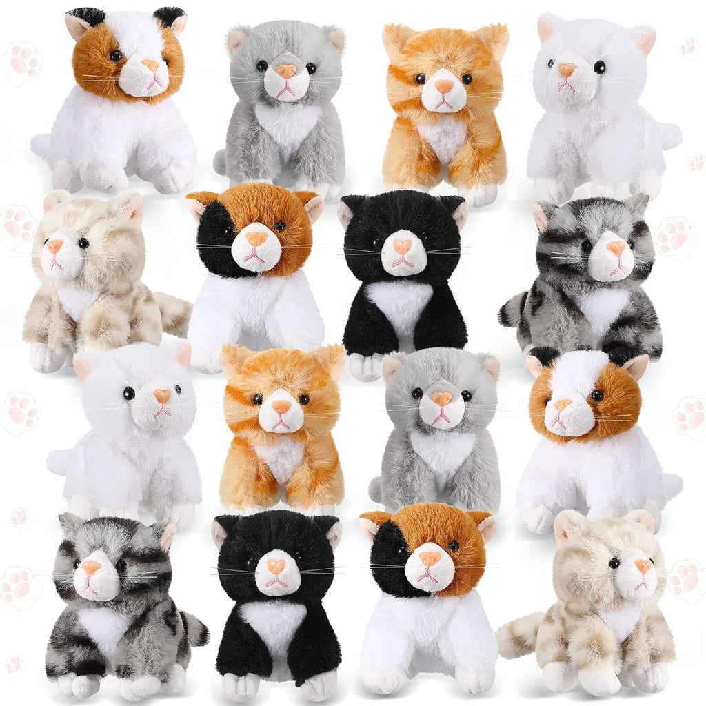 Leitee 16 Pcs Cat Stuffed Animals Bulk 5 Inch Kitten Plush Toy Assorte ...