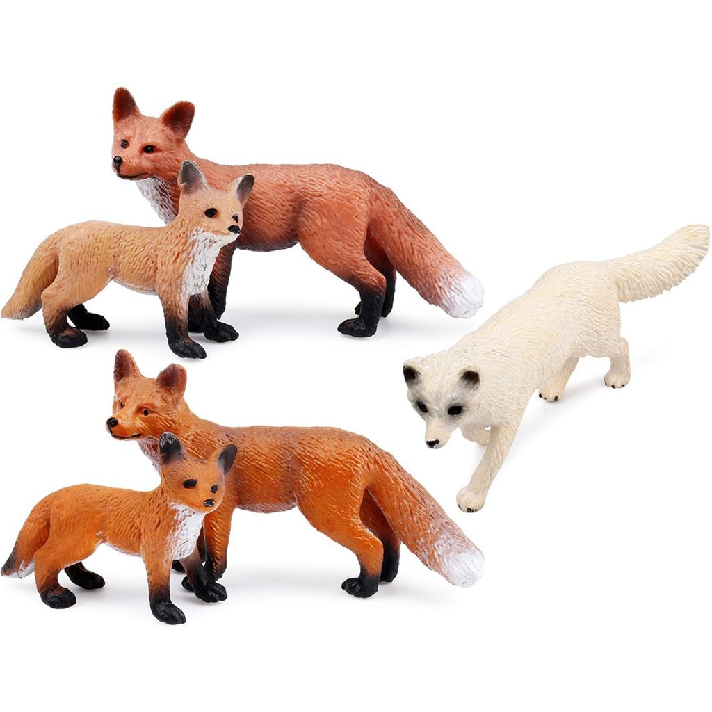 Fox Toy Figures Set Includes Arctic Fox & Red Foxes Figurines Cake Top ...