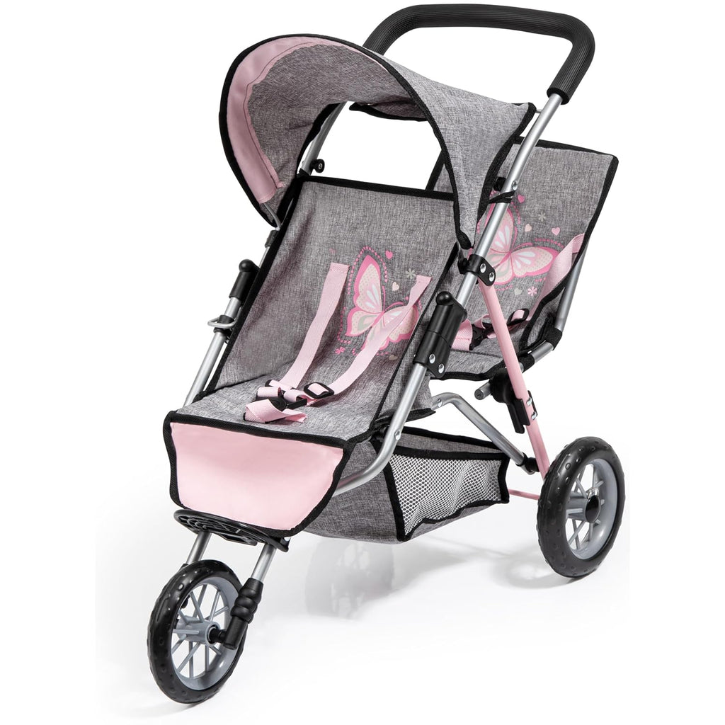 Bayer Design Dolls Twin 3 Wheel Jogger, Grey, Pink – BlessMyBucket