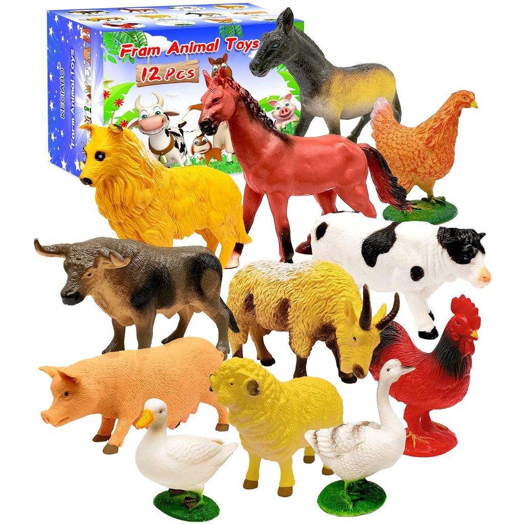 Animal Figurines, 12 Piece Farm Animals Toys, Realistic Learning Educa ...