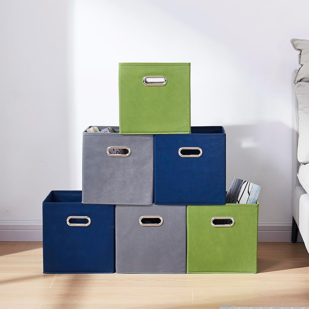 11 Inch Fabric Collapsible Storage Cubes,6 Pack Colored Closet Storage ...