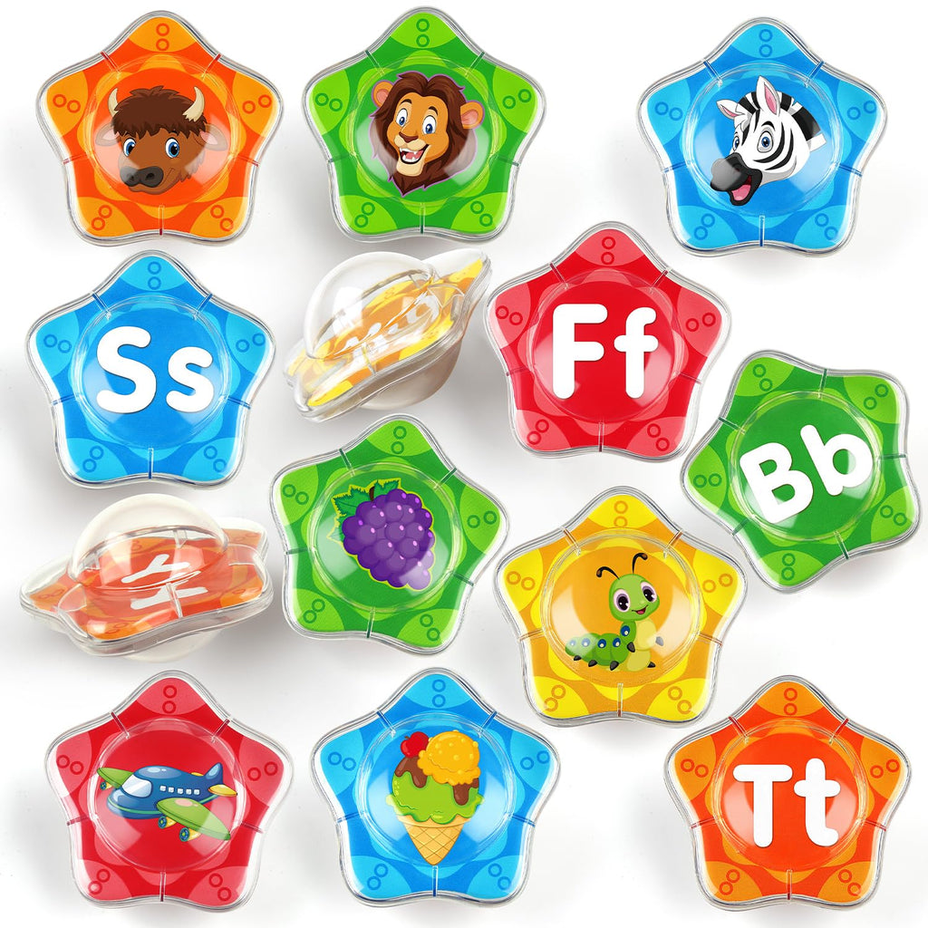 Coogam Starfish Floating Bath Toys, 26pcs Bathtub Alphabet Letters Set ...