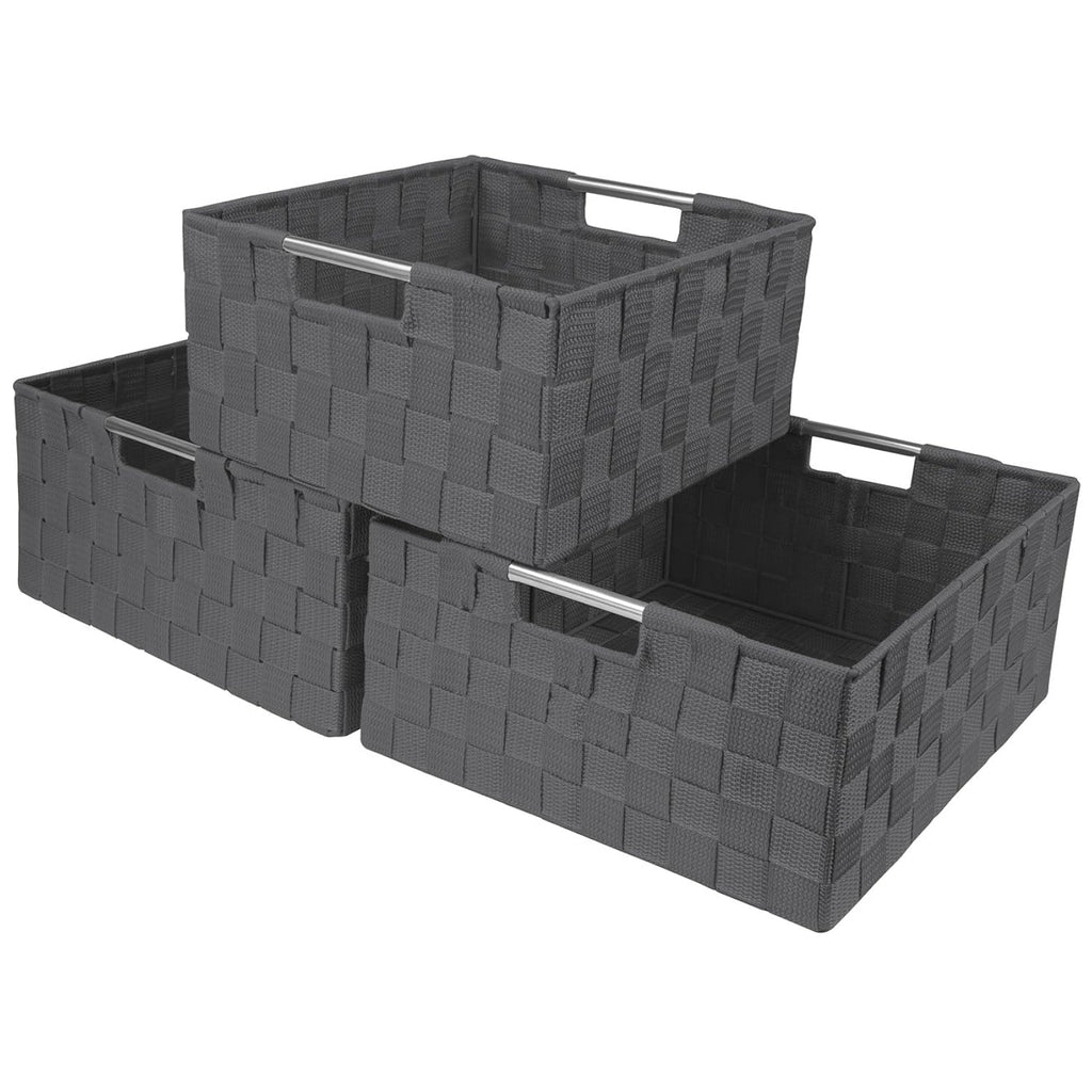Storage Box Woven Basket Bin Container Tote Cube Organizer Set Stackab ...
