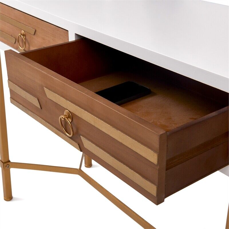 Jupiter Modern 2-Drawer Wood Desk Console Table In White – BlessMyBucket