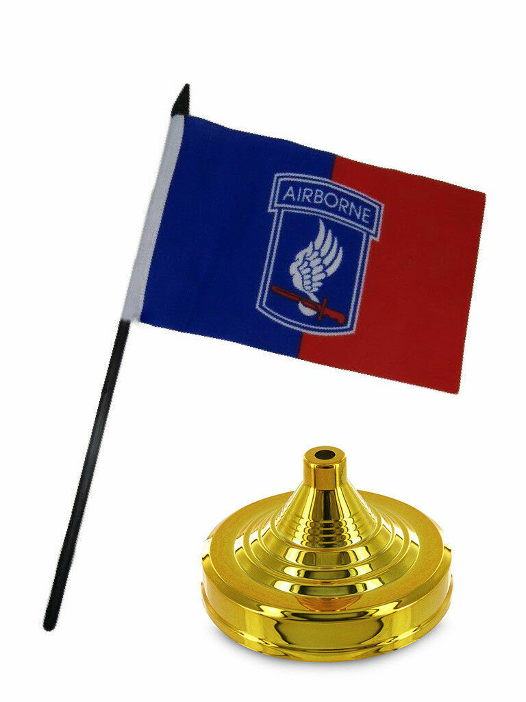 173rd Airborne Army Division 4"x6" Flag Desk Set Stick Black Staff Gol ...